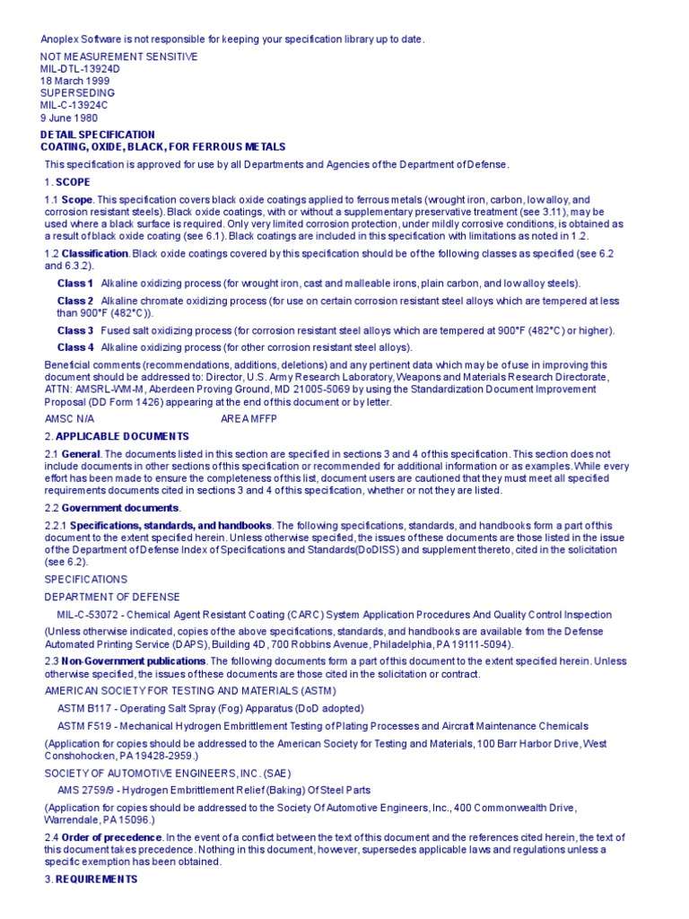 Mil DTL 13924D | PDF | Corrosion | Specification (Technical Standard)