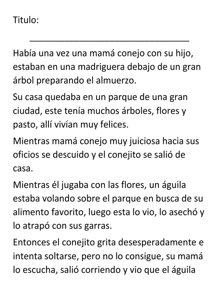 Conejito Cuento Pdf
