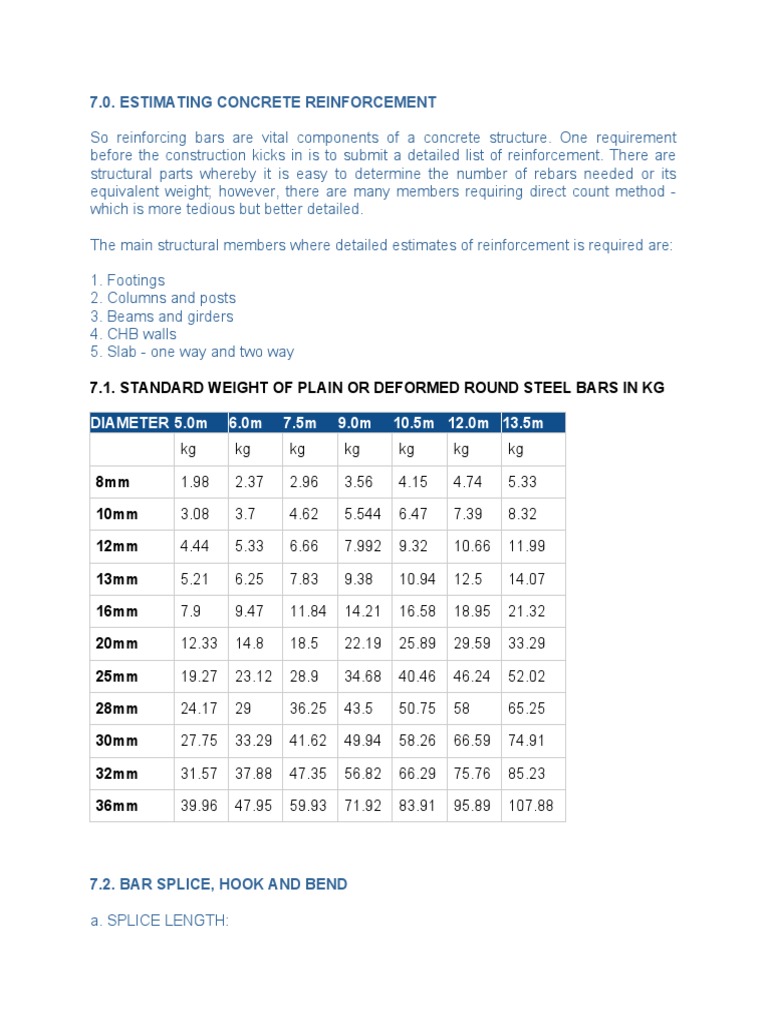 Estimating Concrete Reinforcement | PDF | Beam (Structure ...