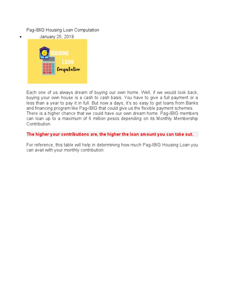 Pag-IBIG Housing Loan Computation | Download Free PDF | Loans | Interest