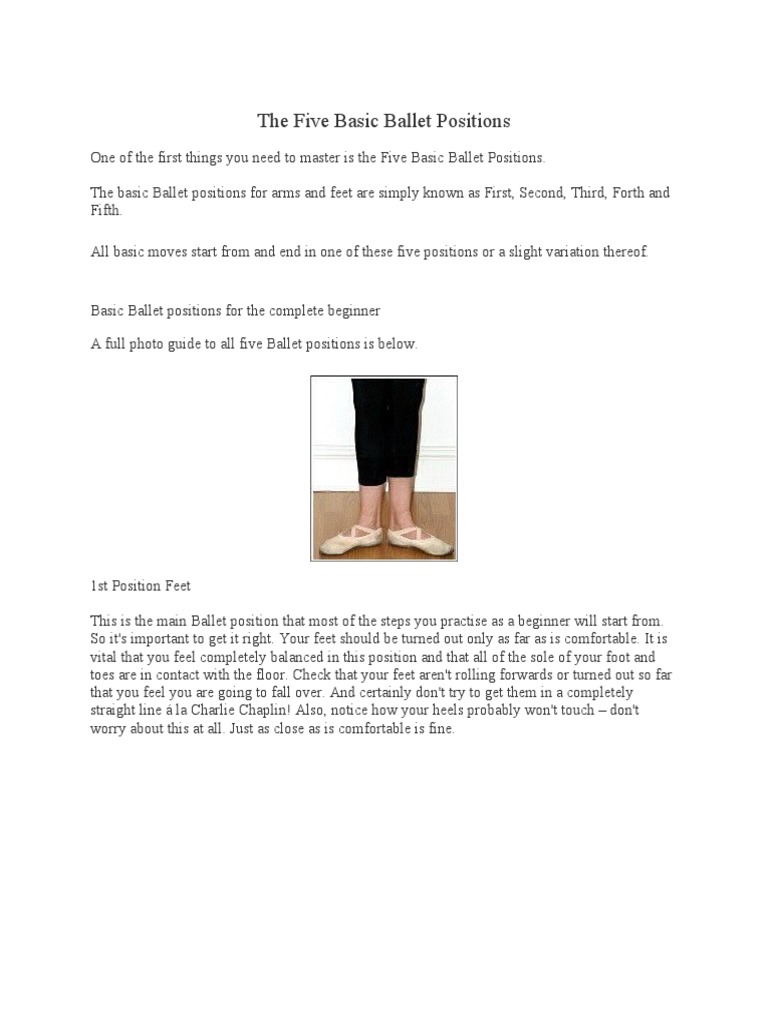 The Five Basic Ballet Positions | PDF | Foot | Arm