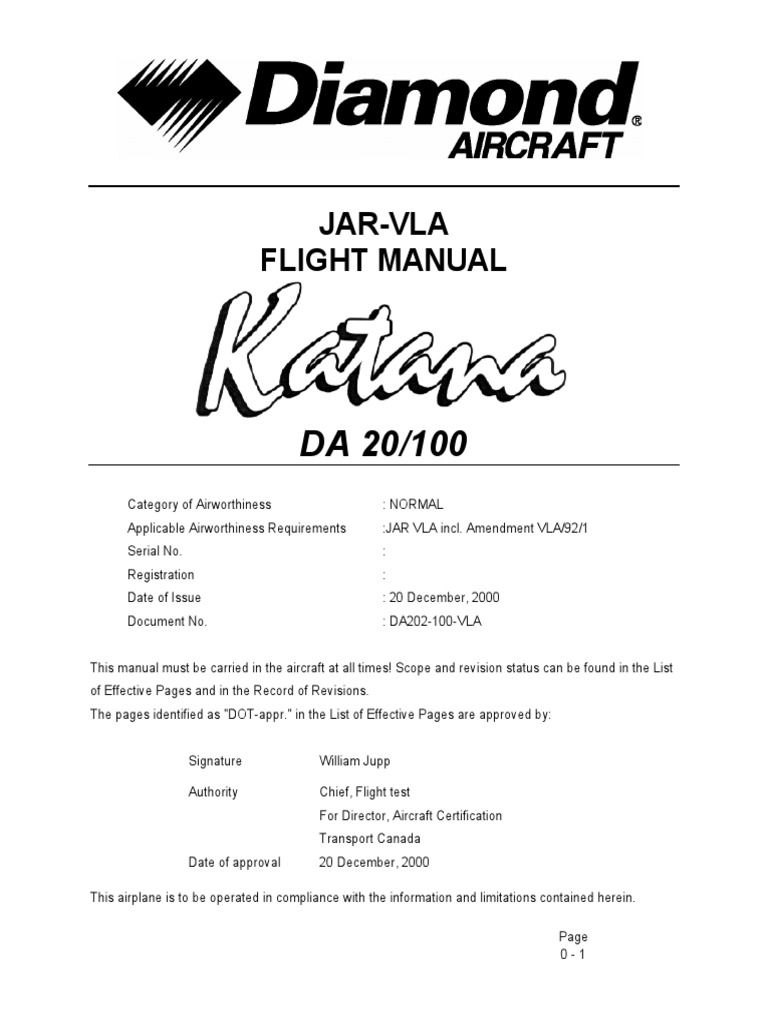 DA20 Katana Flight Manual | PDF | Altitude | Gasoline