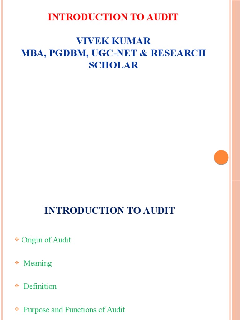 Introduction To Audit | PDF | Financial Audit | Audit