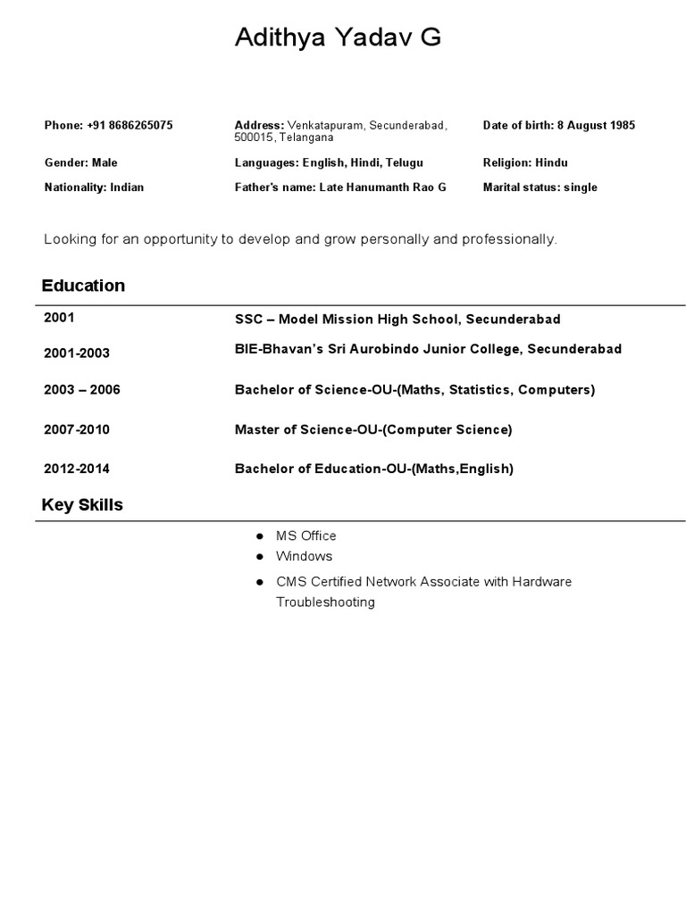 Biodata Format | PDF