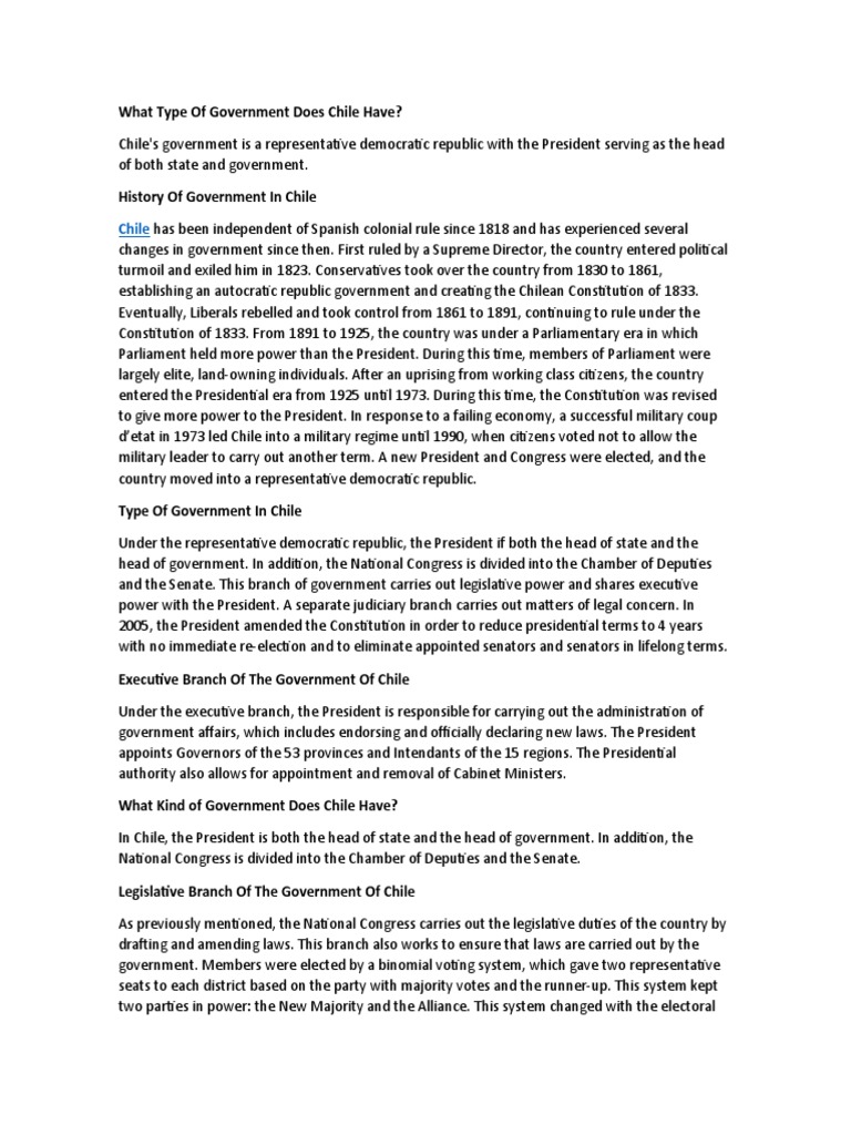 Chile's Government Structure Explained | PDF | Presidents Of The United ...