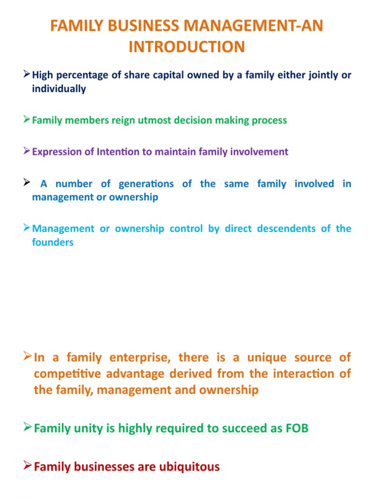 Unit I Family Business Management | PDF | Sibling | Family