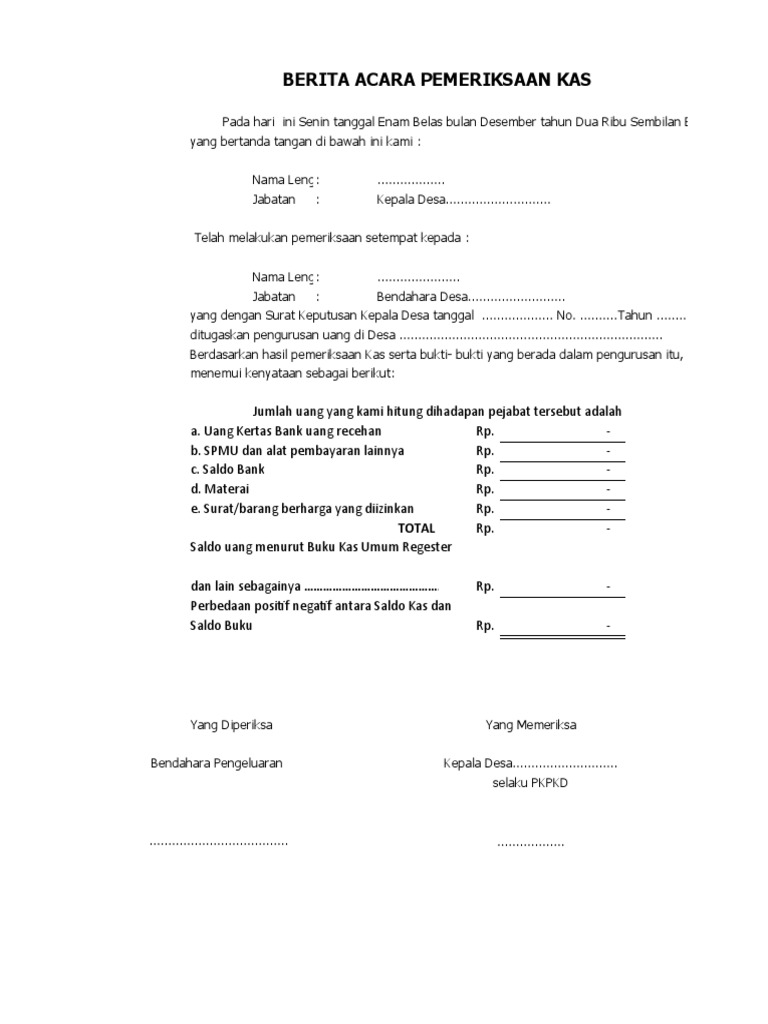 Contoh Format Ba Kas Desa Lampiran Laporan Keuangan Desa Akhir Tahun | PDF | Kajian Bahasa Asing ...