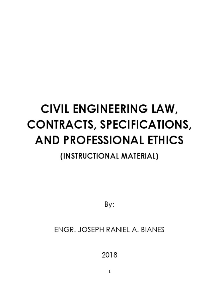 Civil Engineering Law Contracts Specifications and Professional Ethics ...