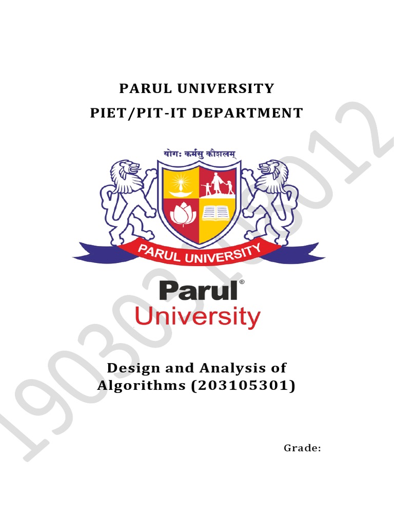 DOCUMENT PARUL UNIVERSITY PIET/PIT-IT DEPARTMENT Design and Analysis of ...