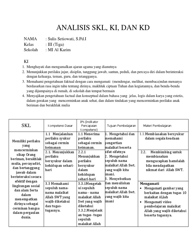 Tugas 1 Analisis SKL | PDF