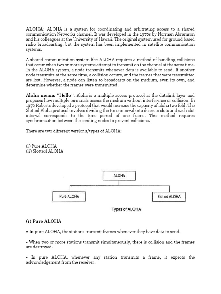 Aloha | PDF | Communications Protocols | Data Transmission