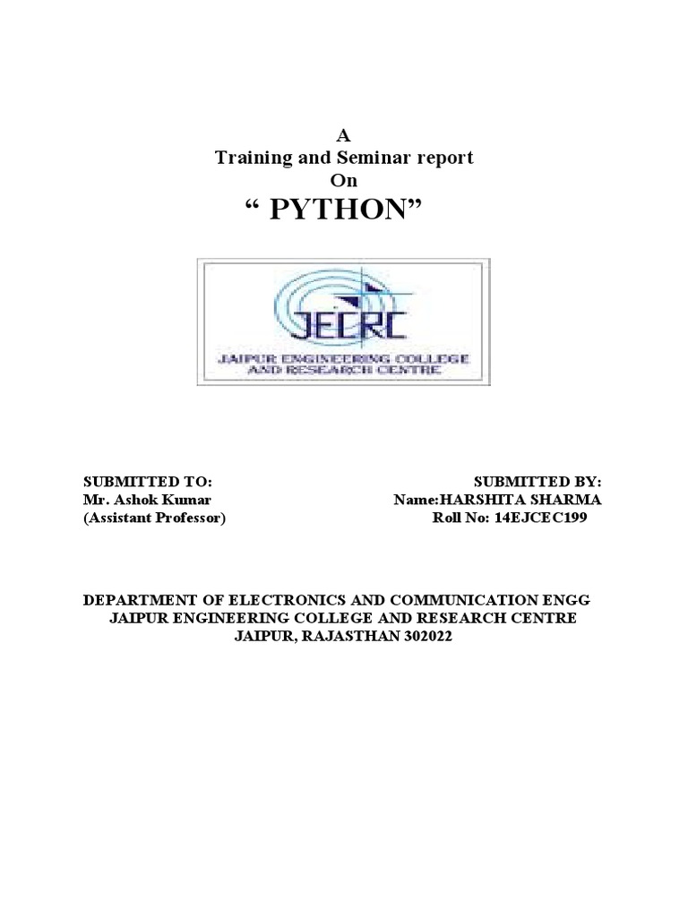 Report On Python | PDF | Scope (Computer Science) | Parameter (Computer Programming)