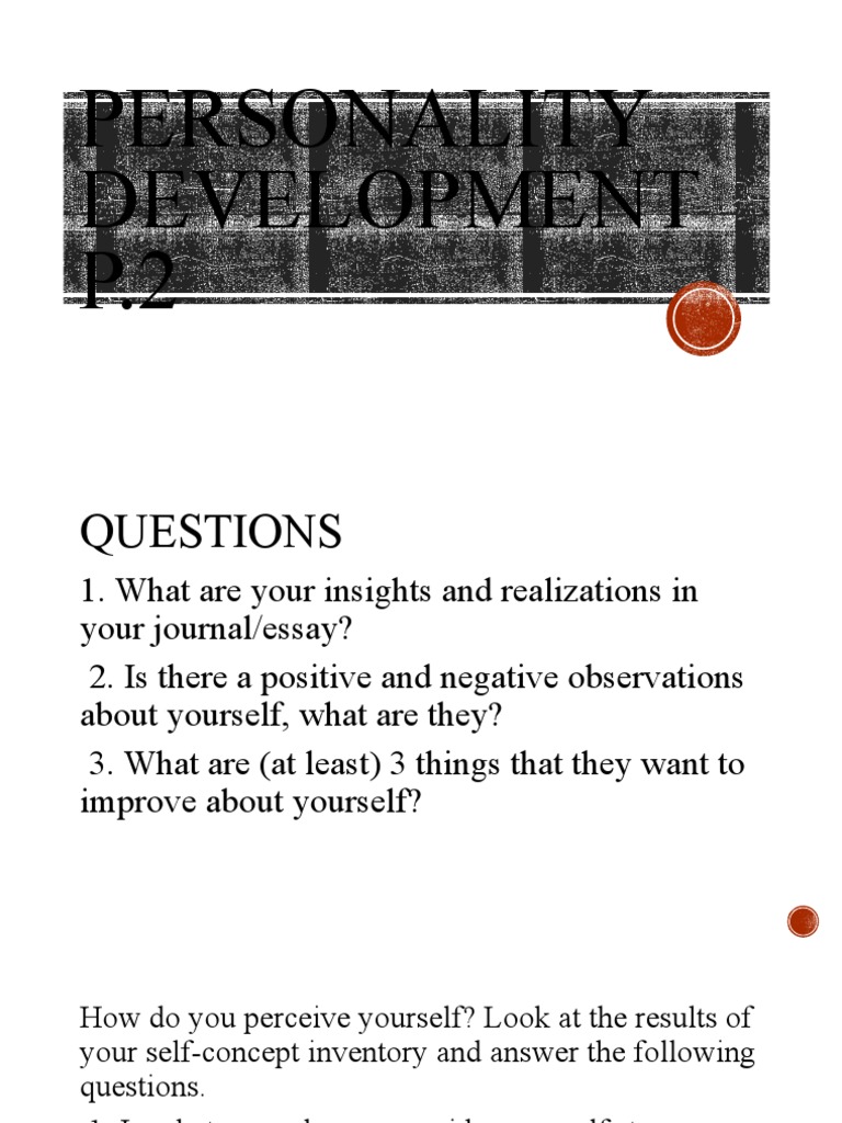 Personality Development | PDF | Self | Self Concept