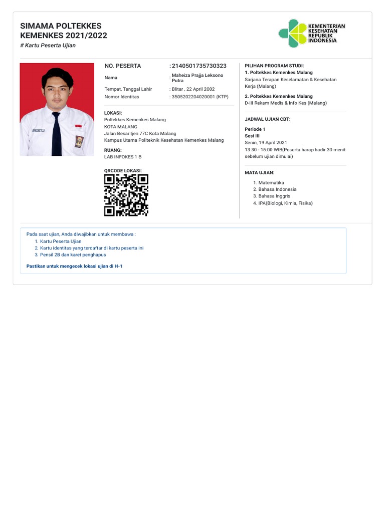 Kartu Peserta Simama | PDF