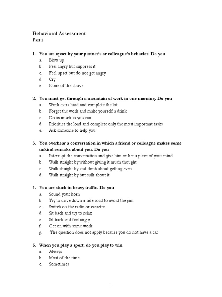 Behavioral Assessment | PDF