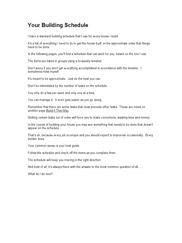 Building Schedule 050721 | PDF | Drywall | Framing (Construction)