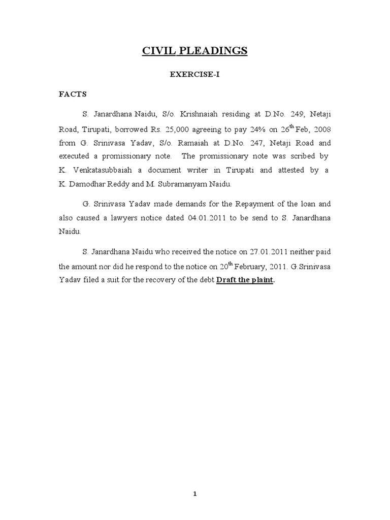 Draft of Civil Pleading | PDF | License | Lawsuit