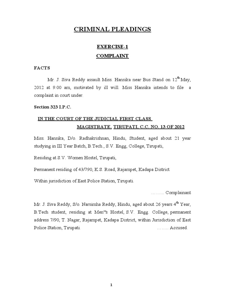 Draft Criminal Complaint | PDF | Criminal Law | Judiciaries