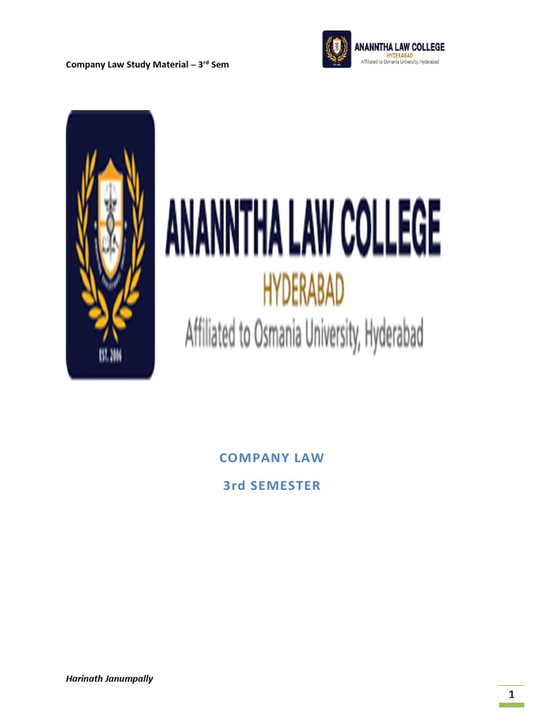 Company Law Study Material Overview | PDF | Joint Stock Company ...