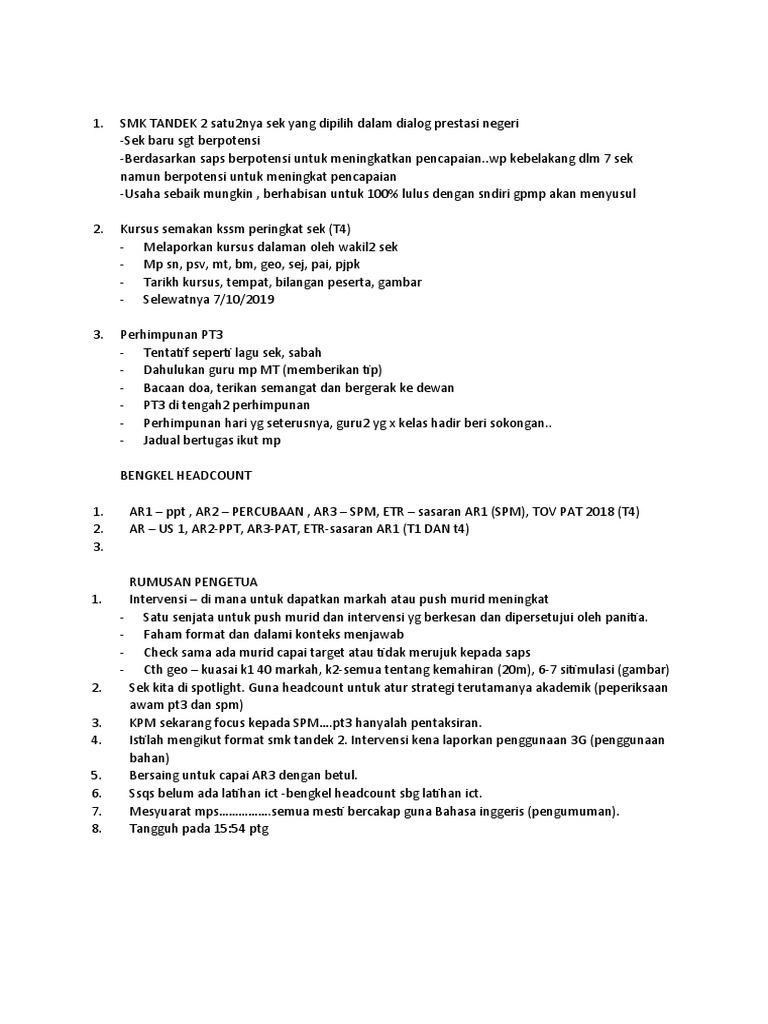 Bengkel Headcount | PDF