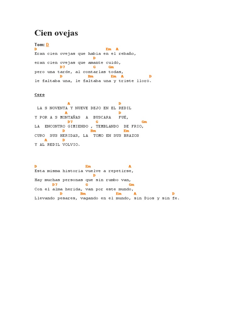 Letra y acordes de "Eran cien ovejas" | PDF
