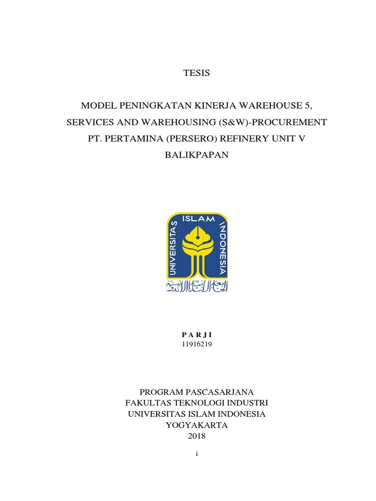 Tesis: Program Pascasarjana Fakultas Teknologi Industri Universitas ...