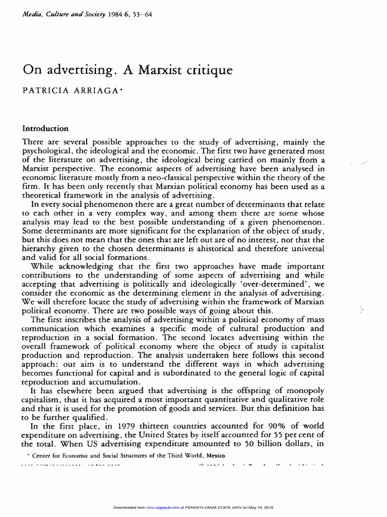 Advertising.: Critique | PDF | Capitalism | Capital (Economics)