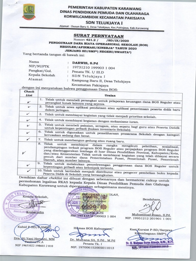 CONTOH Lembar Pengesahan Arkas 2021 - Sign | PDF