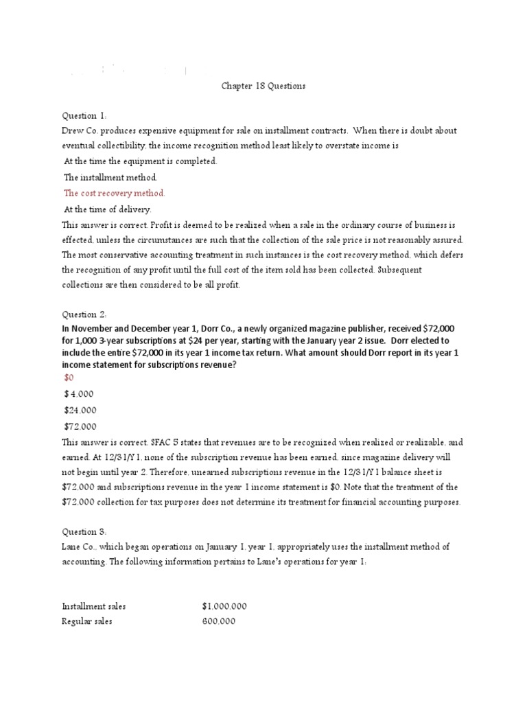 ACC421 Chapter 18 Questions and Answers | PDF | Franchising | Revenue