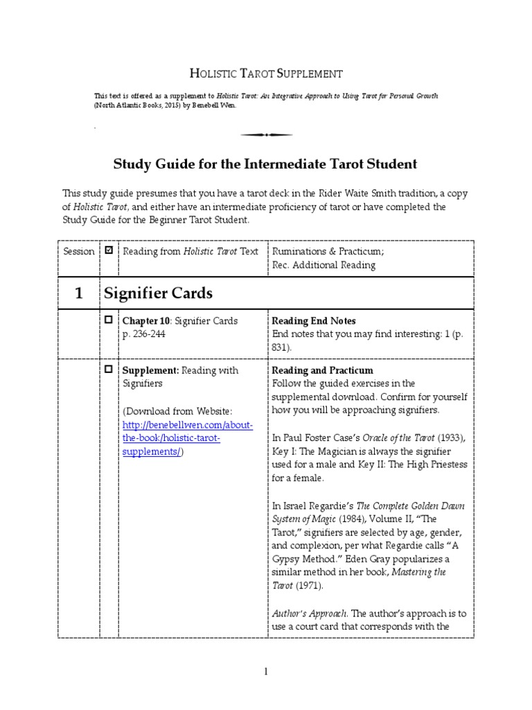 Holistic Tarot Supplement Study Guide 02 Intermediate5 | PDF