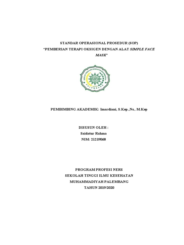 SOP Oksigen Simple Mask | PDF