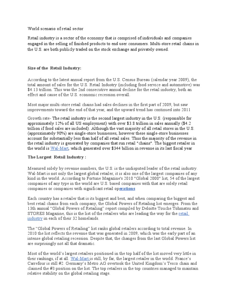 Global Retail Industry Overview | PDF | Retail | Walmart