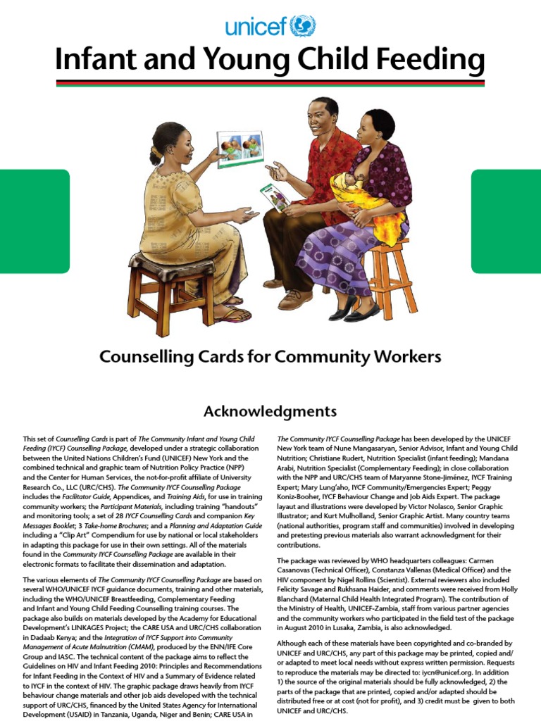 IYCF - UNICEF Infant and Young Child Feeding Counselling Cards For ...