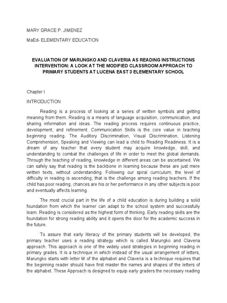 Evaluating Marungko and Claveria Methods | PDF | Phonics | Educational ...