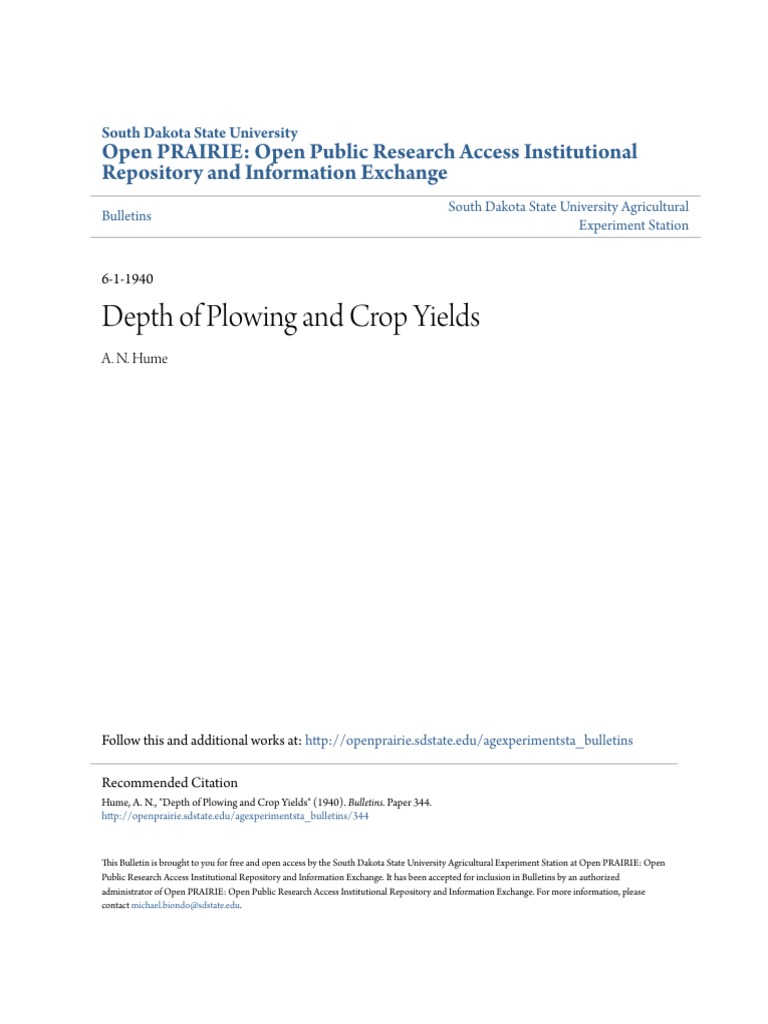 Depth of Plowing and Crop Yields | PDF | Crop Rotation | Plough