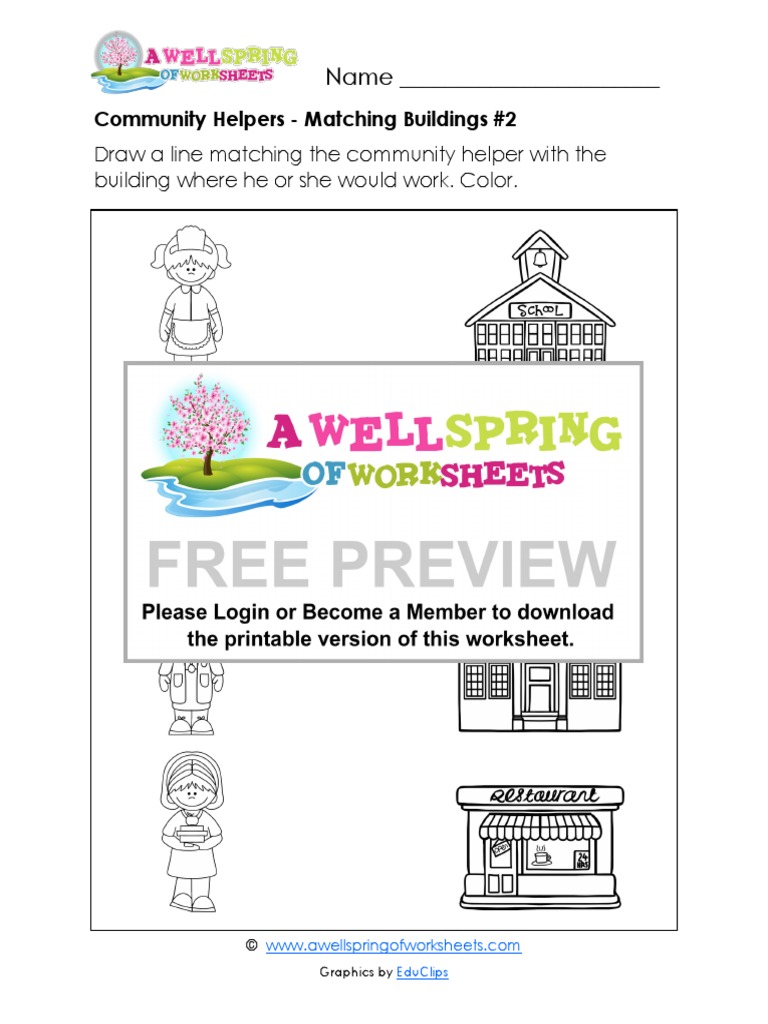 Community Helpers Matching Buildings 2 Free | PDF