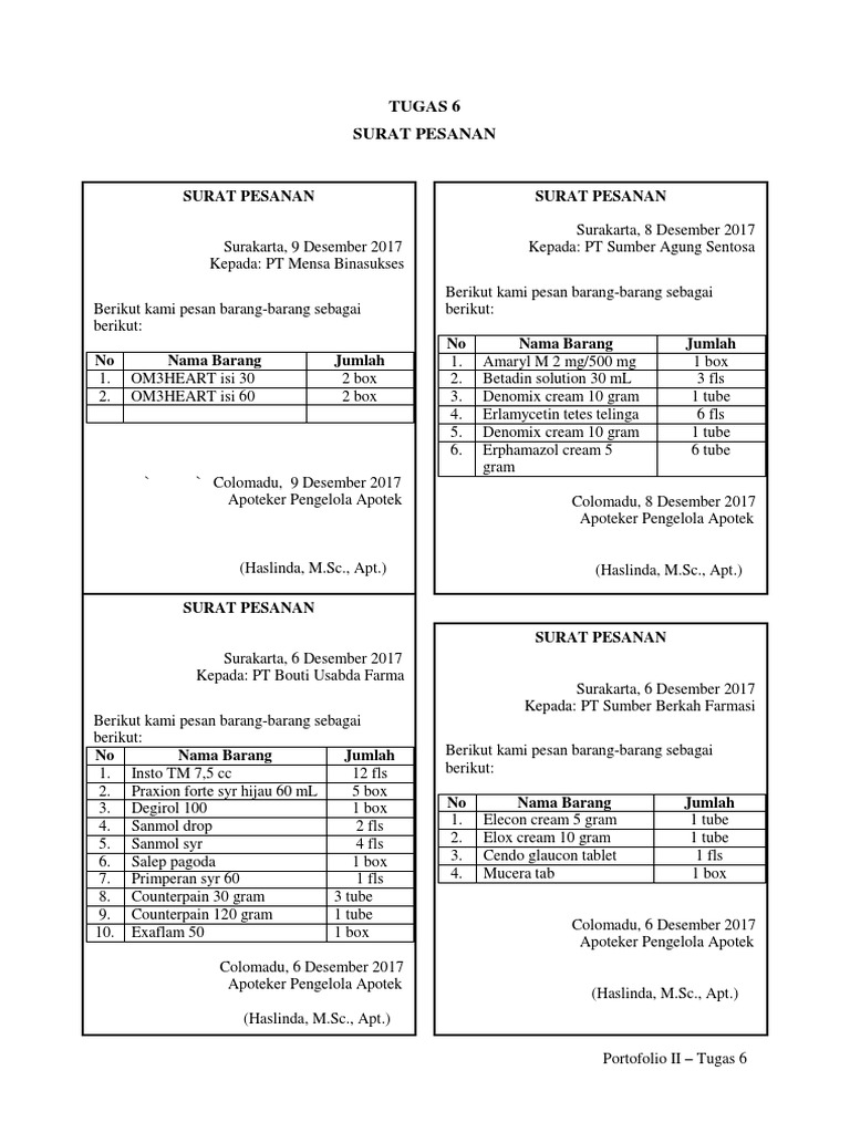 Tugas 6 Surat Pesanan | PDF