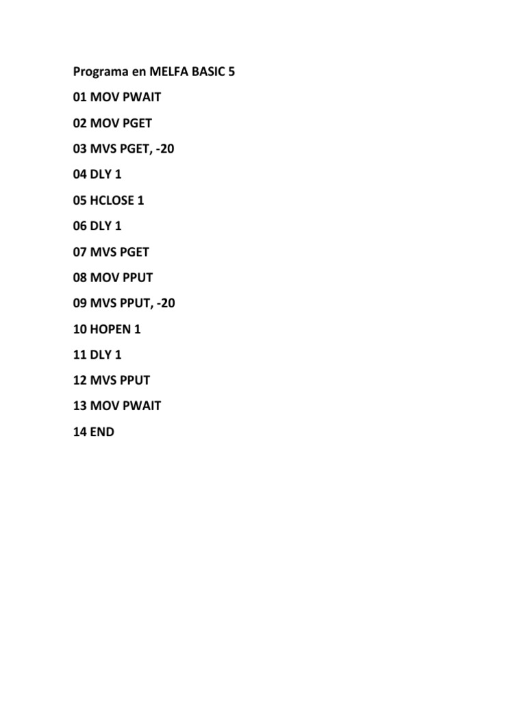 Programa En Melfa Basic 5 Pdf Robot Robótica 
