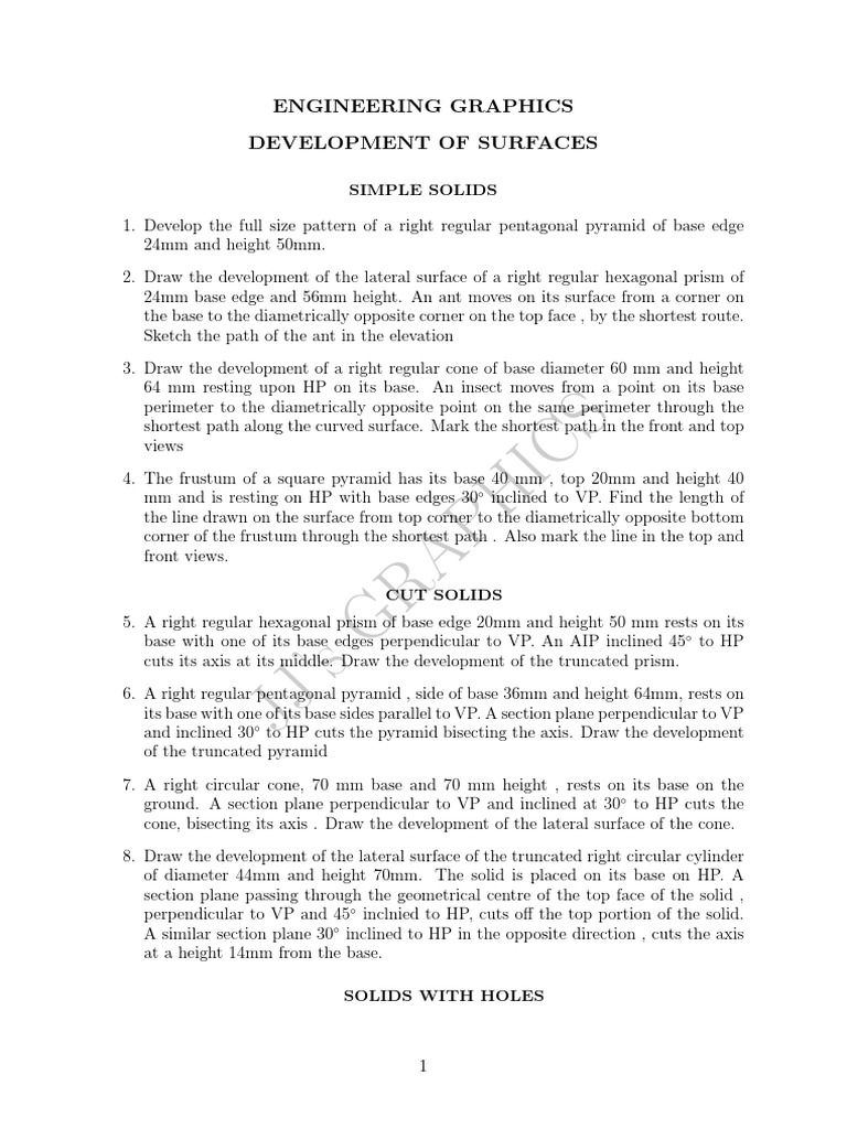 Developments of Solids-Tutorial Questions | PDF | Geometric Objects ...
