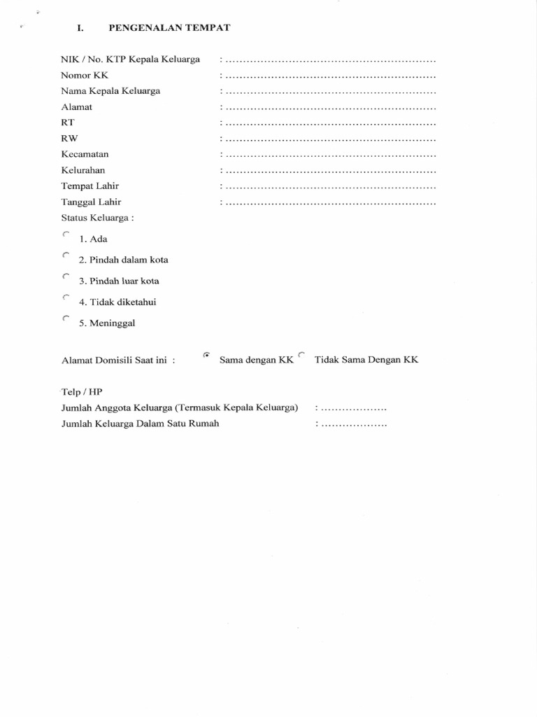 Form Pendataan Pendapatan Warga | PDF