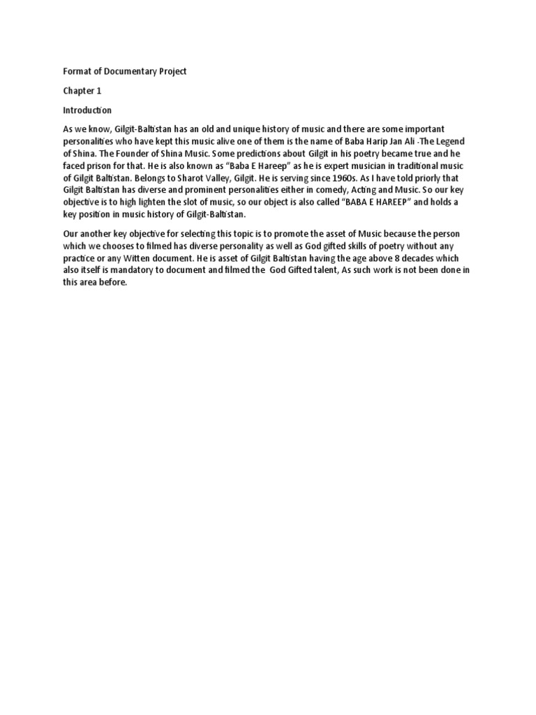 Format of Documentary Project | PDF