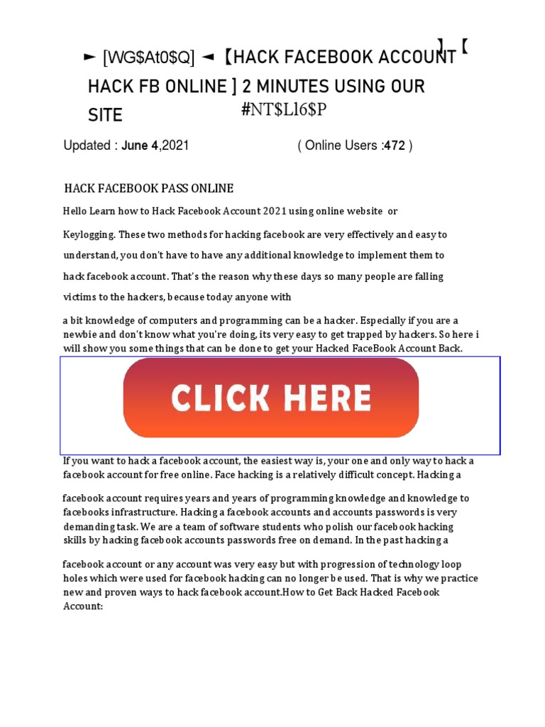 Hack FB Online) 2 Minutes Using Our Site #NT$Ll6$P | PDF | Facebook ...