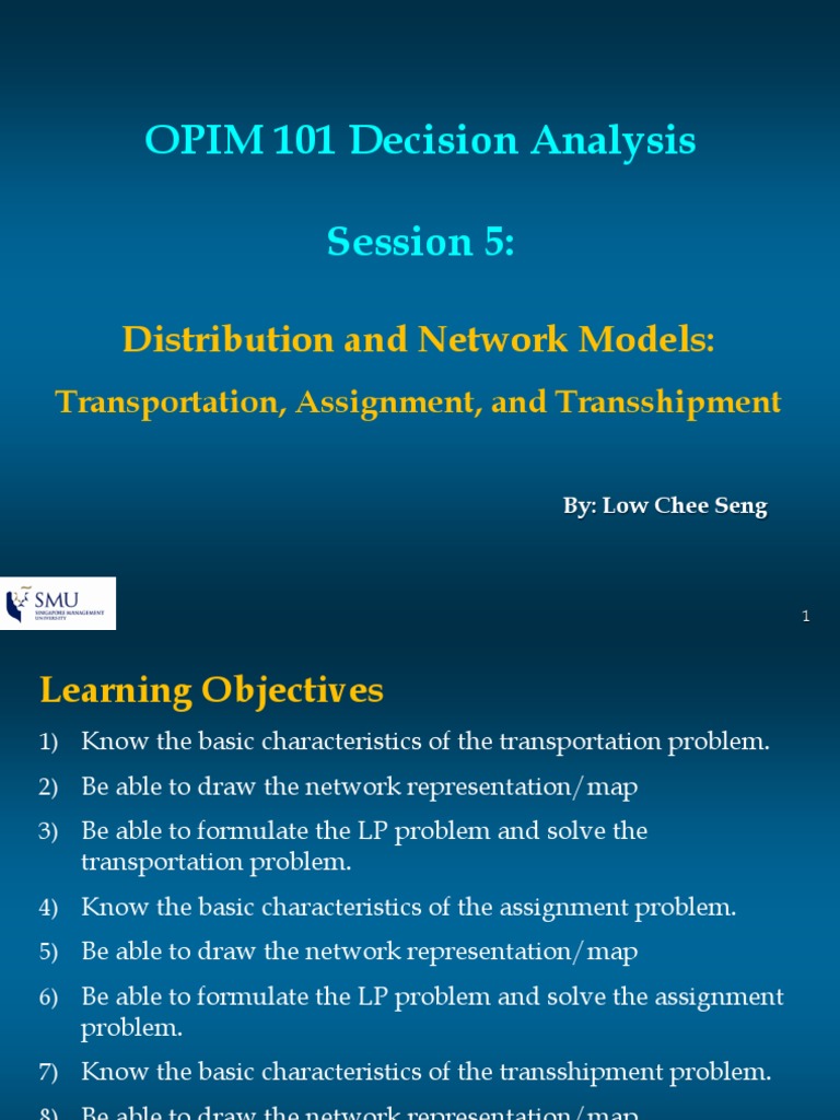 DA05 Transportation, Assignment, and Transshipment | PDF | Linear Programming | Mathematics Of ...