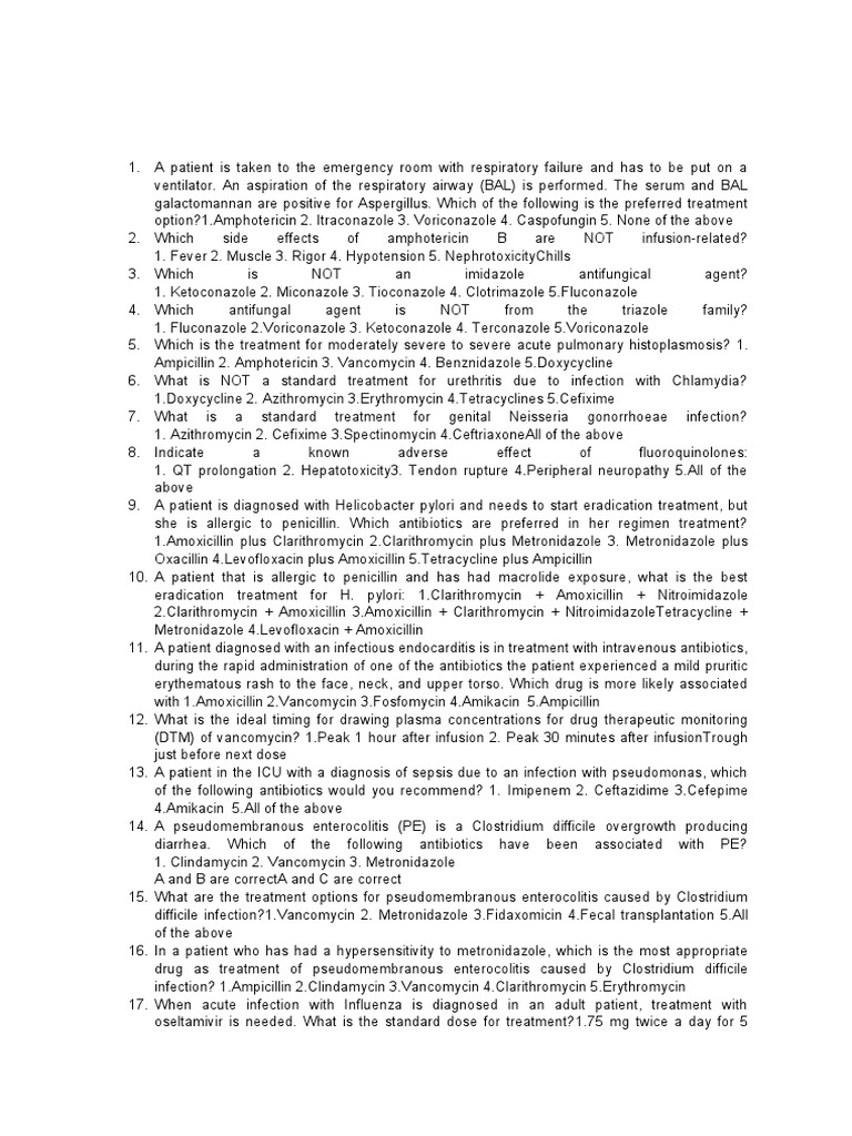 Infectious Disease Naplex Questions | PDF | Virus | Antiviral Drug