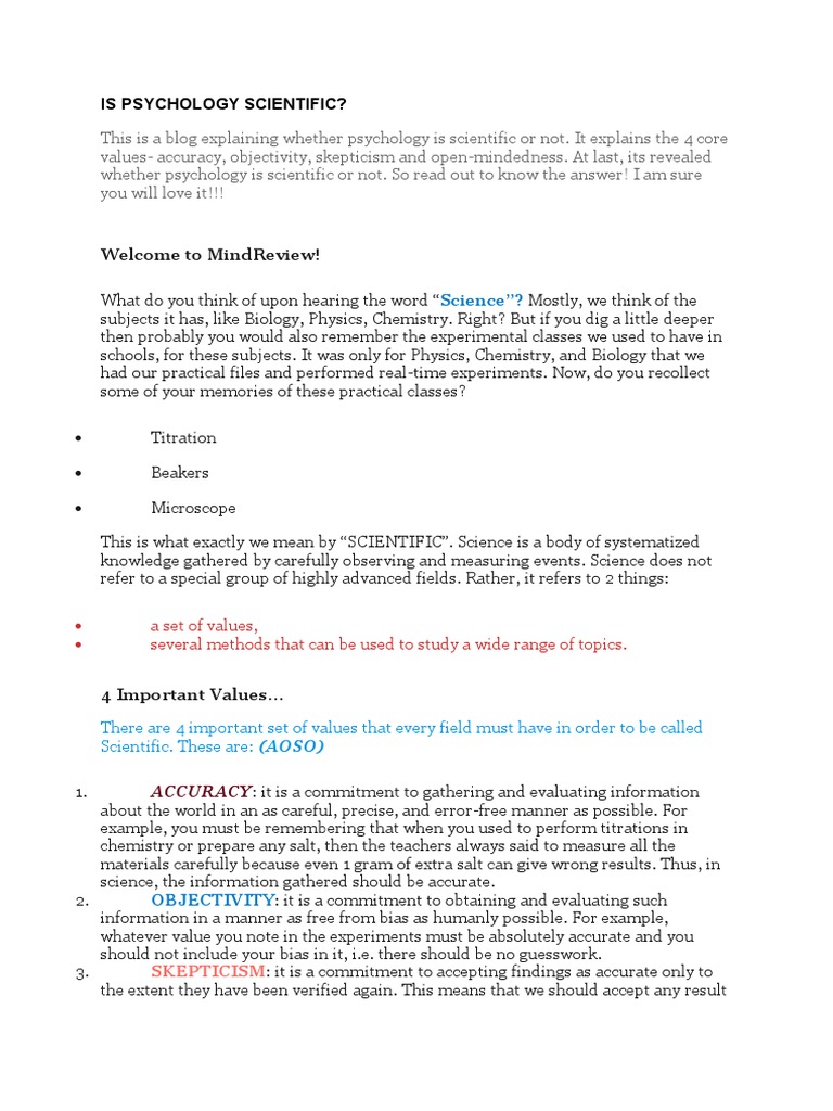 4 Core Values of Social Psychology | PDF | Experiment | Accuracy And ...