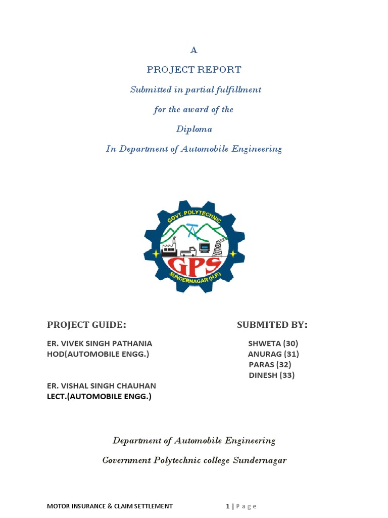 Motor Insurance Major Project Final Year | PDF | Vehicle Insurance ...