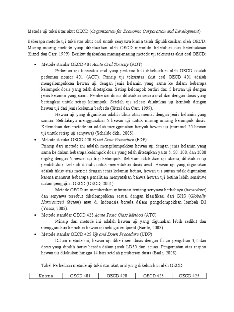 Metode Uji Toksisitas Akut OECD | PDF
