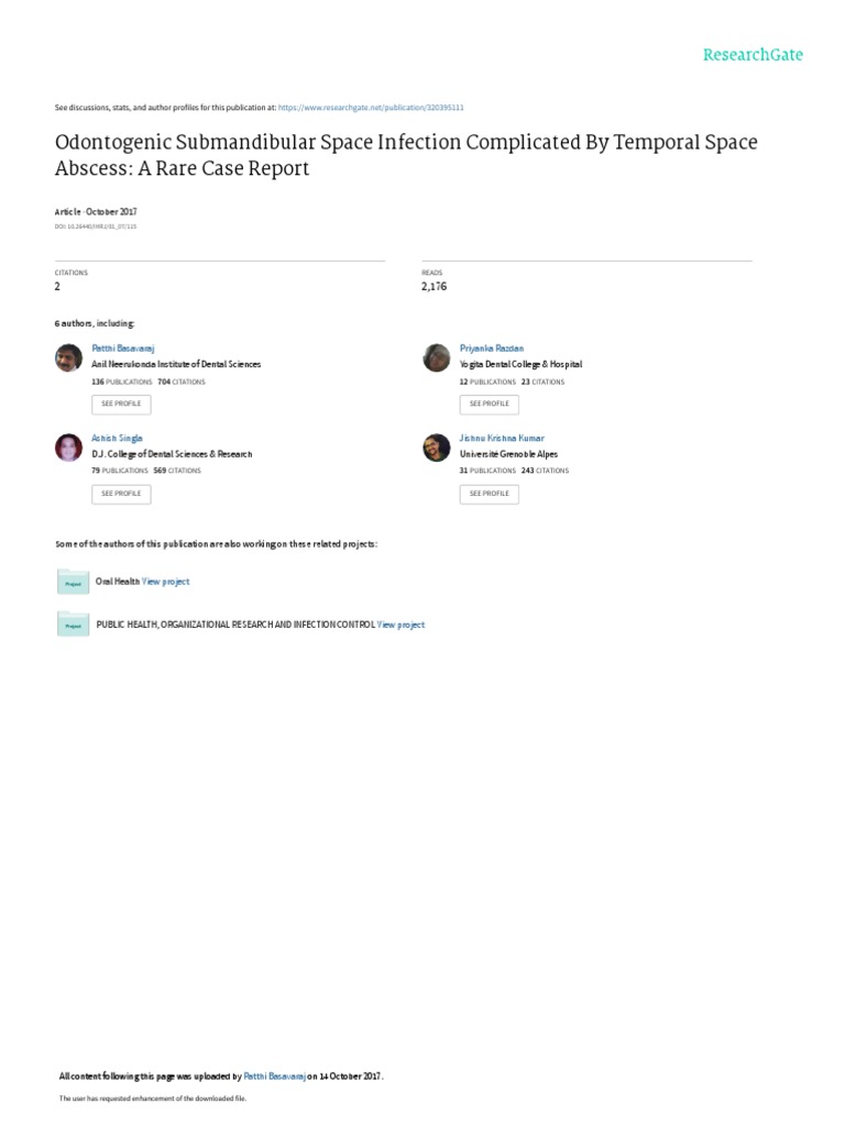 Odontogenic Submandibular Space Infection Complicated by Temporal Space ...