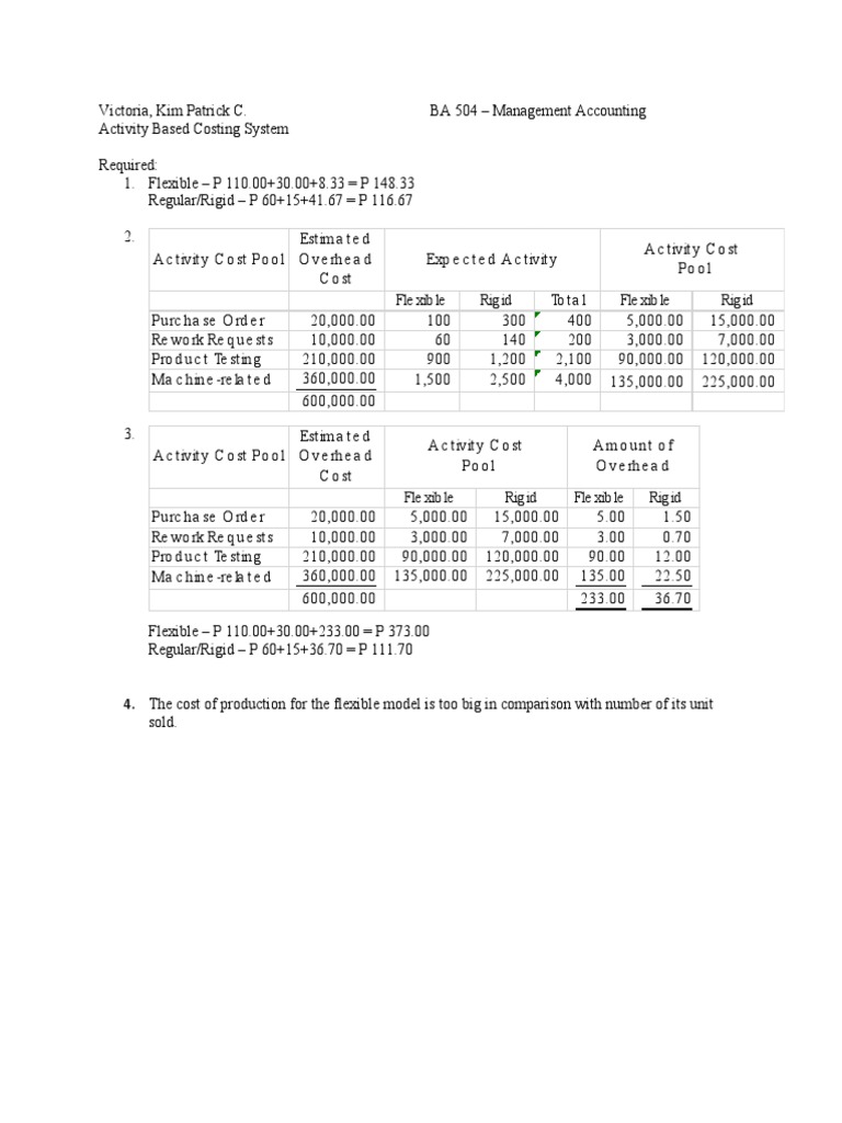 Activity Based Costing System | PDF | Accounting | Business Economics