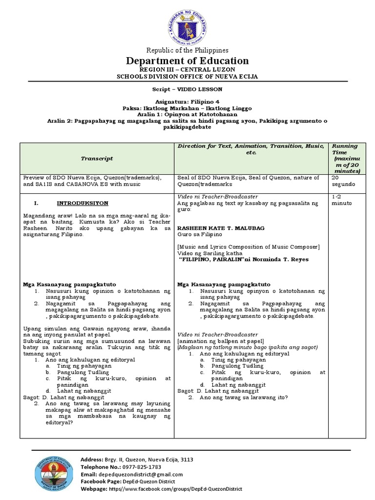 Video Lesson Script | PDF